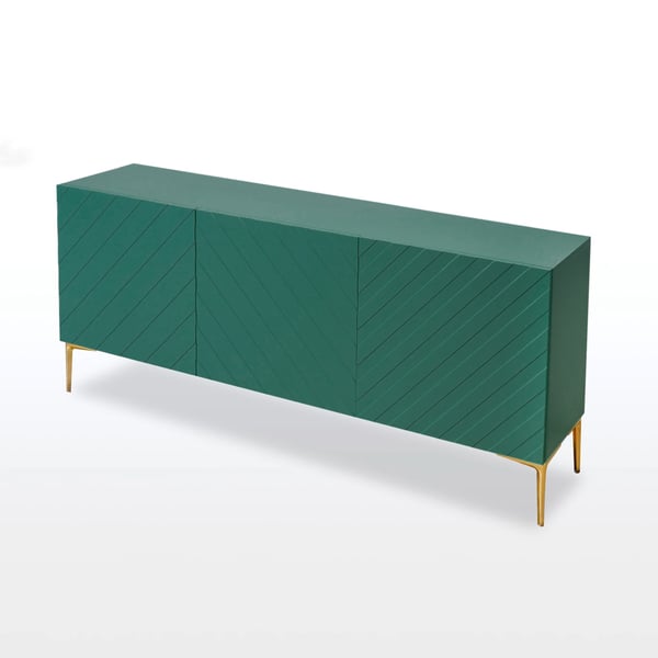 Modern 70.9" Green Buffet Sideboard Table with Gold Legs & 3 Doors | Homary