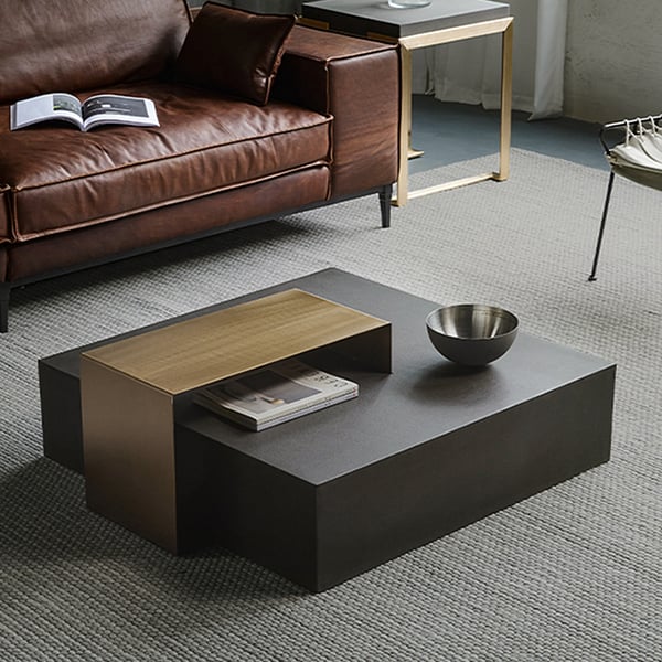 Black Coffee Table in MDF & Metal Rectangle Accent Table | Homary