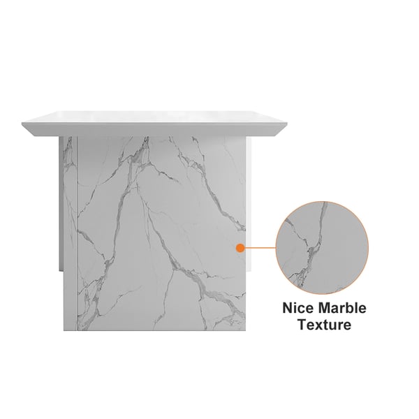 Free Shipping on 60" Modern MDF & Marble Veneer Desk White Home Office ...