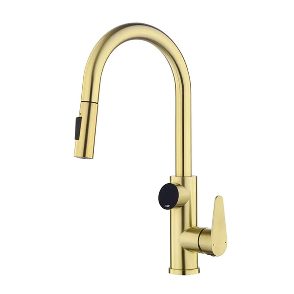 Free Shipping on Pull Down Brushed Gold Kitchen Tap With Sprayer Single ...