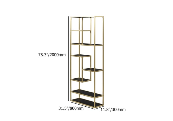 Free Shipping on 78" Modern Black & Gold Etagere Bookshelf Display 8 ...