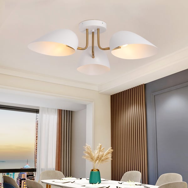 Modern 3-Light Geometric Semi Flush Mount Light Ceiling Lamp Fixture ...