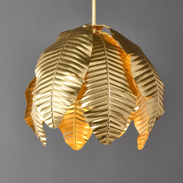 Glam Gold Leaf Chandelier Metal Leaves Pendant Light Lamp Fixture ...