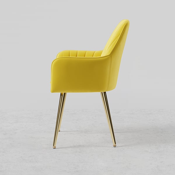 Free Shipping on Modern Dining Chair Yellow Velvet Upholstered Dining ...