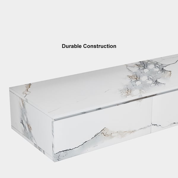Free Shipping on Floating TV Stand Marble Veneer Wall-Mount Media ...