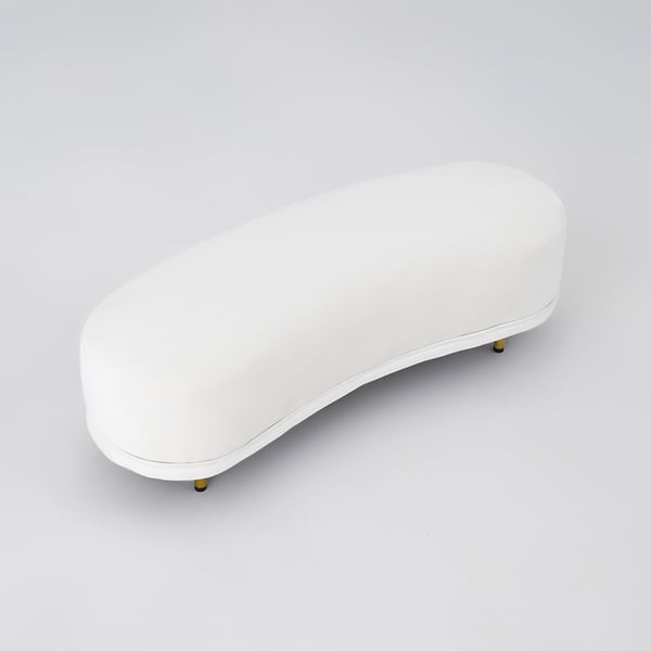Free Shipping on Modern White Velvet Bench Upholstered Curved Bench for ...