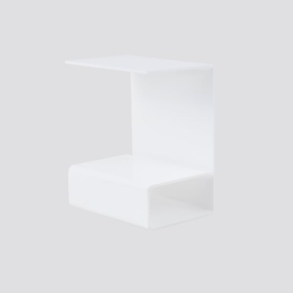 Modern White Acrylic End Table with Storage C-Shaped Side Table-Homary