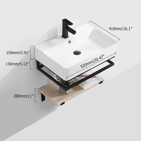 20" Modern Floating Bathroom Vanity with Single Sink and Shelf Space ...