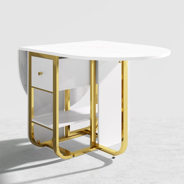 Fabled Modern Extendable White Dining Table with Wood Drop Leaf Folding ...