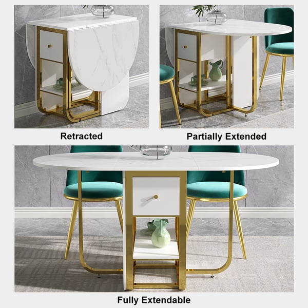 Free Shipping on Fabled Modern Extendable White Dining Table with Wood ...