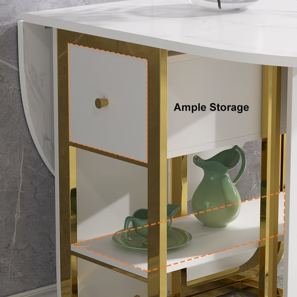 Free Shipping on Fabled Modern Extendable White Dining Table with Wood ...