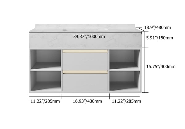 Free Shipping on 1000mm Floating Bathroom Vanity Set with Ceramic Basin ...