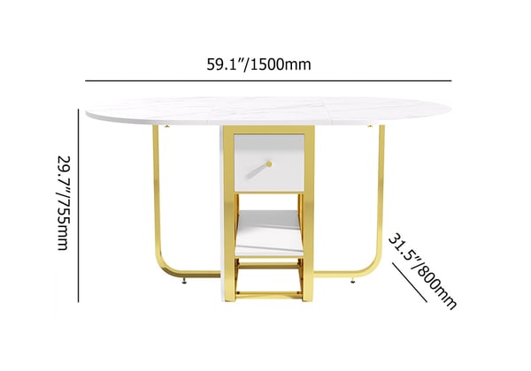 Fabled Modern Extendable White Dining Table with Wood Drop Leaf Folding ...
