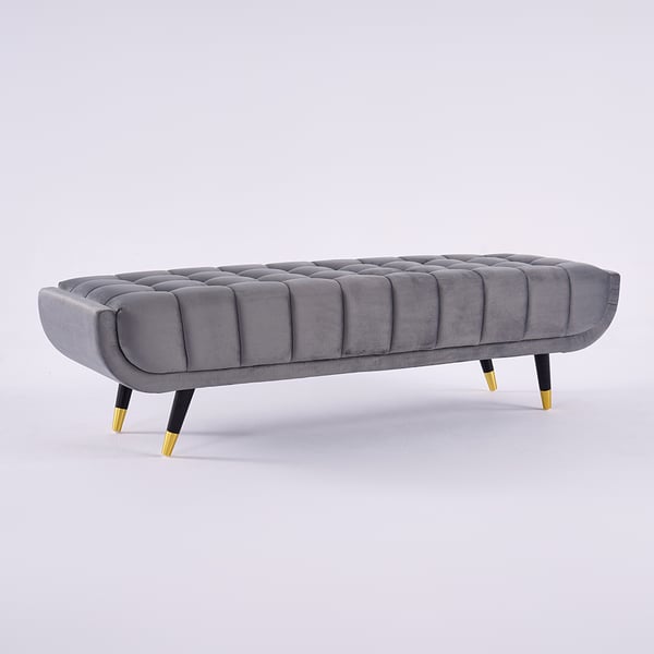 Free Shipping on Enoak Modern Gray Bedroom Bench Velvet Upholstery ...