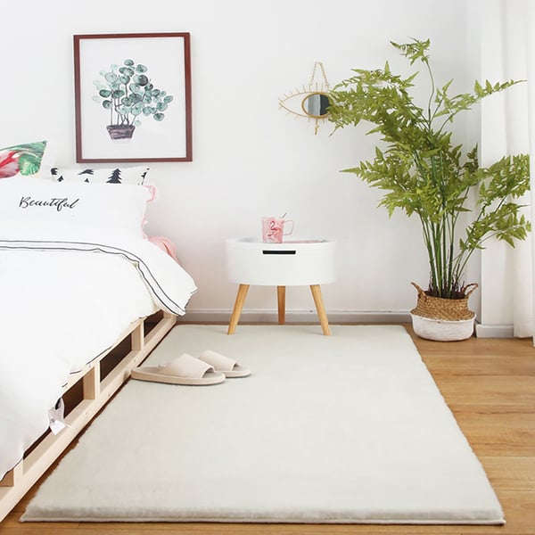 1800mm x 2700mm Beige Shag Faux Rabbit Fur Fluffy Thick Rectangle Area ...