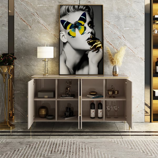 Vectic 1200mm Modern Champagne Sideboard Cabinet Buffet Table with ...