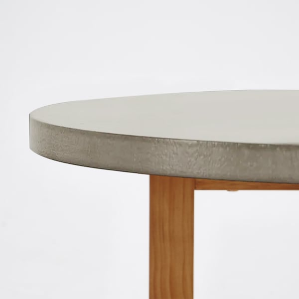Japandi 800mm Concrete Grey Dining Table Small Round Wooden Tabletop-Homary