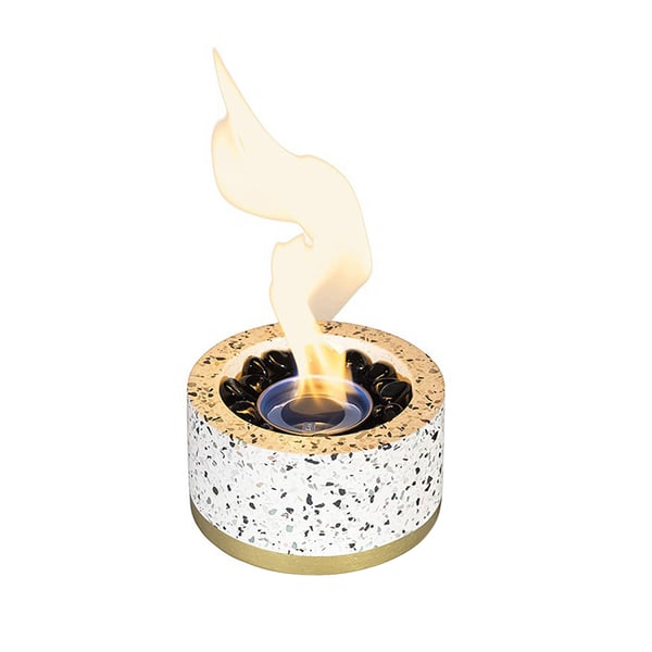 Outdoor Metal & Concrete Round Bio-Ethanol Tabletop Fireplace Fire Pit ...