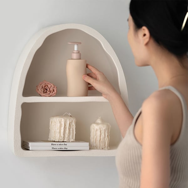 Codiys Art Deco White Arched Wall Mounted Shelf Wood Floating Shelf ...