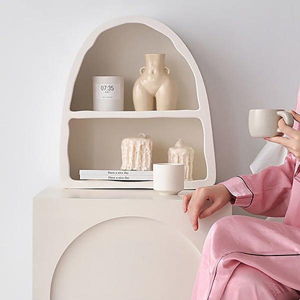 Codiys Art Deco White Arched Wall Mounted Shelf Wood Floating Shelf ...