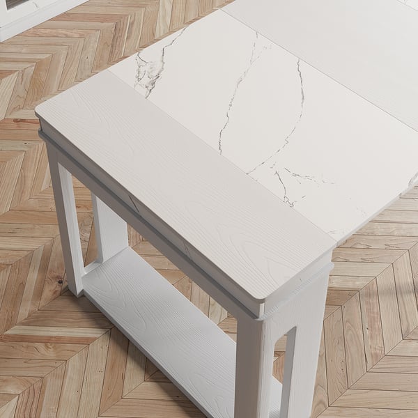 Free Shipping on Modern White Extendable Dining Table Set Rectangle ...