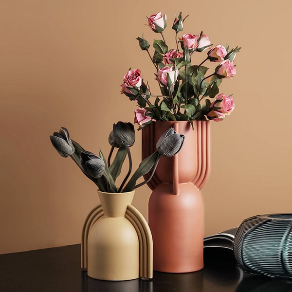 Modern Morandi Red Table Flower Vase Abstract Planter Pot Photo Prop ...