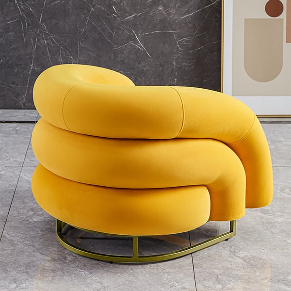 Creative & Modern Yellow Solid Wood & Velvet Accent Chair with Metal ...
