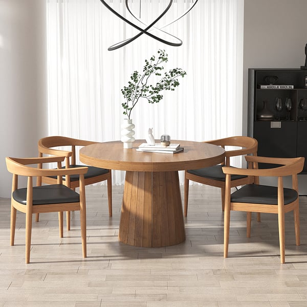 Japandi 1000mm-1400mm Extendable Dining Table 6-Seater Walnut Oval ...