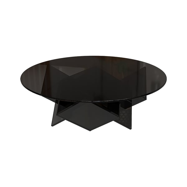 Acrylic Black Round Coffee Table in Geometric Abstract Art Deco Base ...