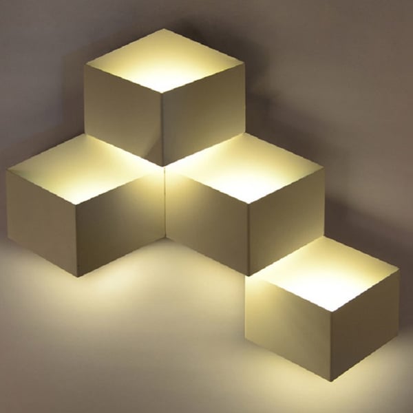 Modern 1-Light Metal Decorative Wall Sconce Square Shape in White ...