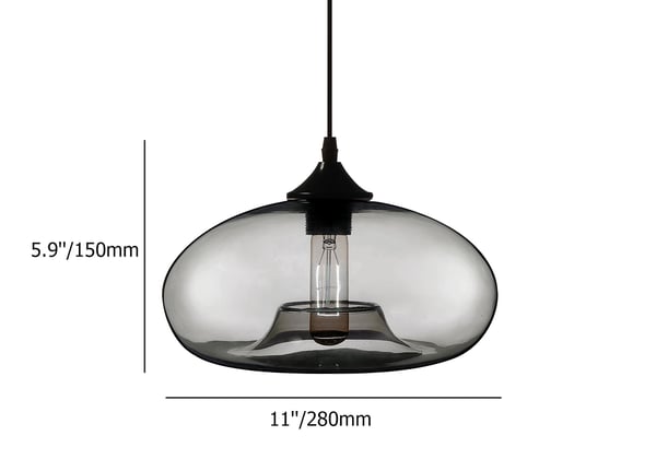 Modern 1-Light Ceiling Hanging Light Pendant Light Glass Shape in Grey ...