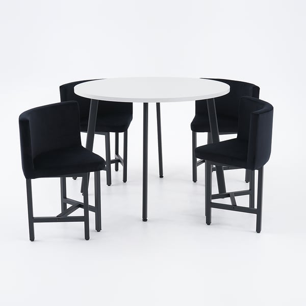 1000mm Round Wooden Small Nesting Dining Table Set for 4 Black ...