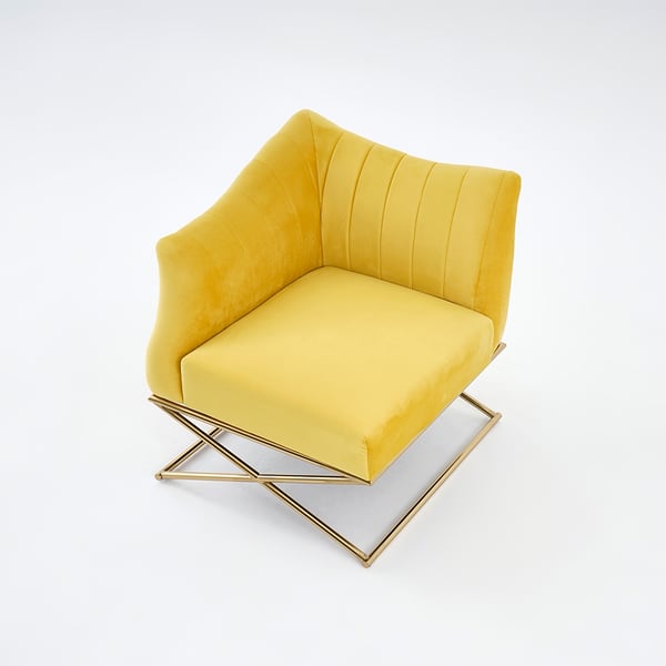 Free Shipping on Glam Yellow Velvet-upholstered Accent Chair in Gold ...