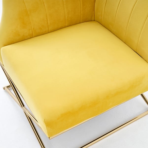 Free Shipping on Glam Yellow Velvet-upholstered Accent Chair in Gold ...