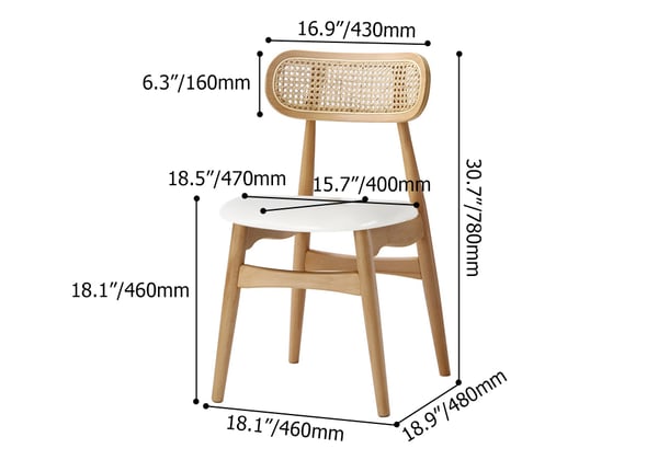 Free Shipping on Japandi Natural Rattan Upholstered Dining Chair Ash Wood Side Chair Faux ...
