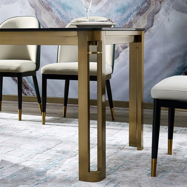 Modern Black Sintered Stone Top Dining Table Stainless Steel Frame in ...