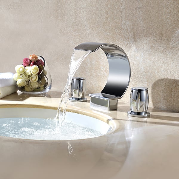 Modern Waterfall Widespread 2-Handle Bathroom Sink Faucet in Chrome ...