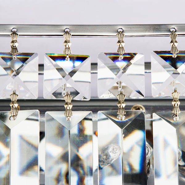 Modern 2-Light Rectangle Wall Sconce with Glass Crystal Shade Polished ...