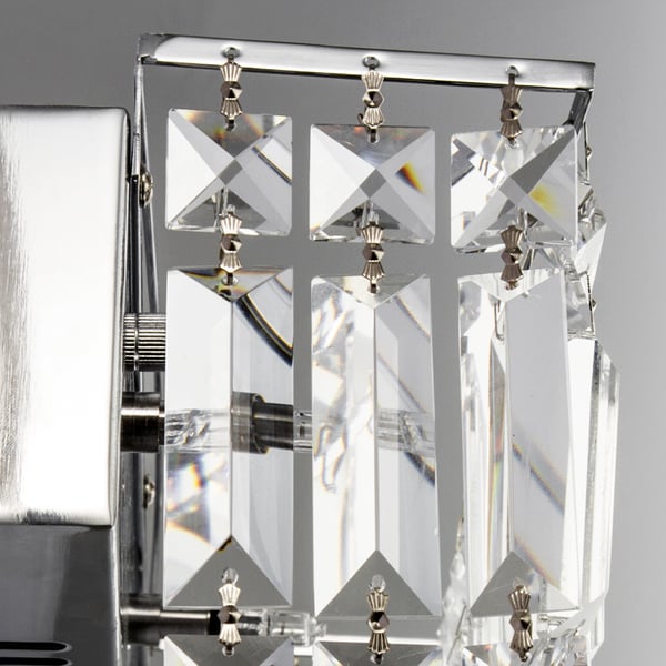 Modern 2-Light Rectangle Wall Sconce with Glass Crystal Shade Polished ...