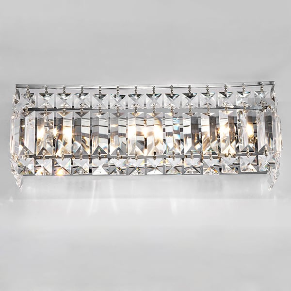 Modern 3-Light Rectangle Wall Sconce with Glass Crystal Shade Polished ...