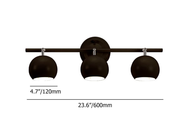 Modern 3-Light Wall Sconce Metal in Black Colour Globe Vanity Wall ...