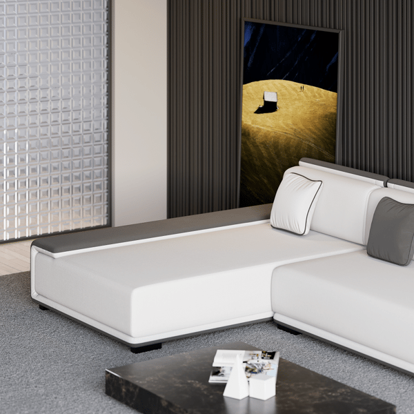 Doart 112" Cotton & Linen 4-Seater Modern Corner Modular Sectional Sofa ...