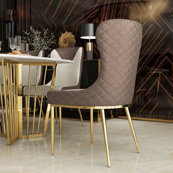 Wingback Dining Chair Modern Brown Upholstered (Set of 2) Side Chair PU ...