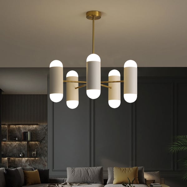 10-Light Gold Sputnik Sphere Modern Metal Ceiling Chandelier with White ...