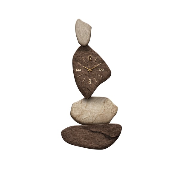 Free Shipping on 32" Large Stone Shape Japandi Wall Clock Unique ...