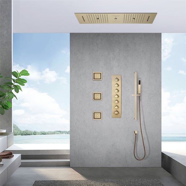 6 Functions Modern Thermostatic Massage Shower System Remote Controlled ...