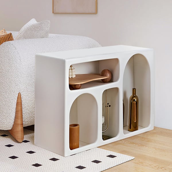 White Rectangle End Table Modern Sofa Side Table for Living Room ...