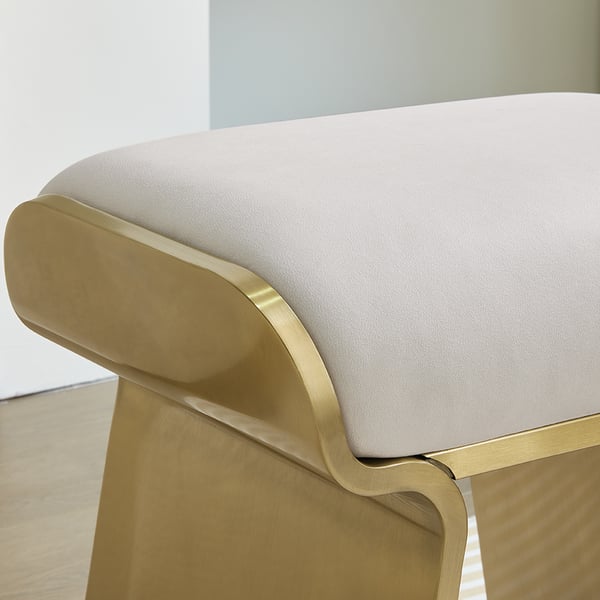 Upart Modern Beige Backless Vanity Stool Leath-aire Upholstery ...