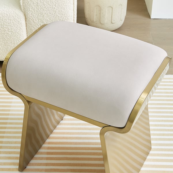 Upart Modern Beige Backless Vanity Stool Leath-aire Upholstery ...
