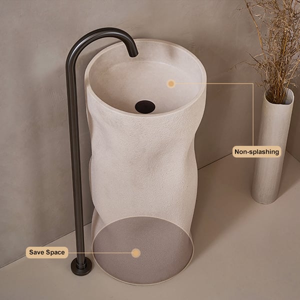 Free Shipping on Japandi Stone Resin Freestanding Bathroom Basin ...